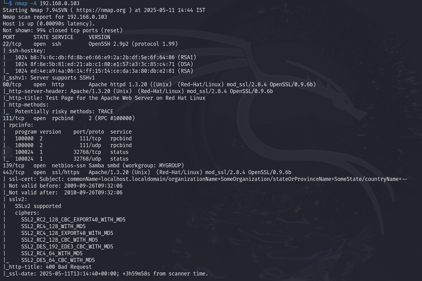 Kioptrix Level – 1 Walkthrough | Vulnhub - Razz Security Blog